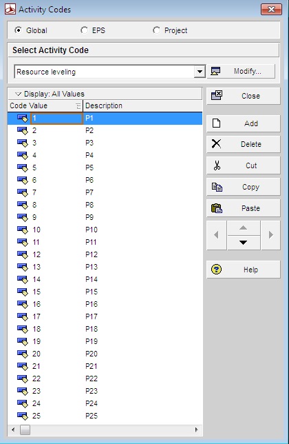 تو این پنجره سه حالت برای تعریف Activity Code هست که من حالت Global رو ...